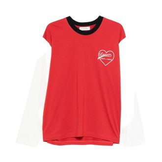 Lanvin Langarm-T-Shirt mit Herz-Logo - - Tops - Herren - Mehrfarbig - S