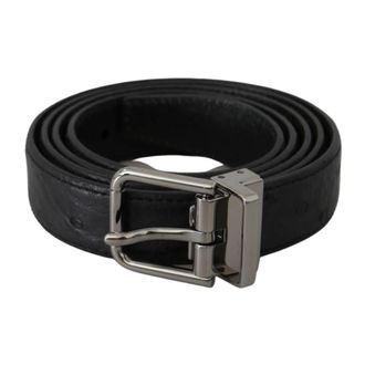 Dolce & Gabbana Exotischer Lederg&uuml;rtel mit Silberschnalle - - Accessories - Herren - Schwarzk - ONE SIZE