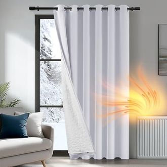 Deconovo Lot de 1 Rideau occultant, Opaque, avec Volants, Thermique, pour Chambre &agrave; Coucher, Salon, Isolation Thermique Dos Blanc, 200L X 245H cm (1 Panneaux) 