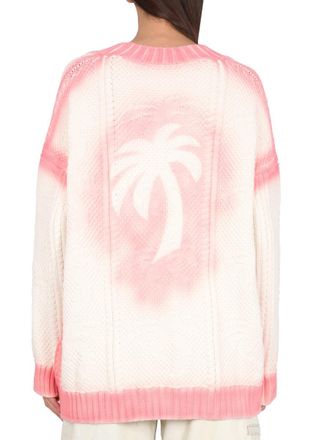 Palm Angels Patent Leather Effect Cardigan - White