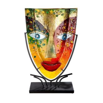 GILDE GLAS art GILDE GlasArt Dekovase - Face Blue Eye Glas - Deko Wohnzimmer - H&ouml;he 47 cm, 39874, Mehrfarbig