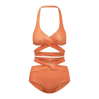 Alessandro Vigilante Gl&auml;nzendes Tech-Bikini-Set - - Swimwear - Damen - Orange - S