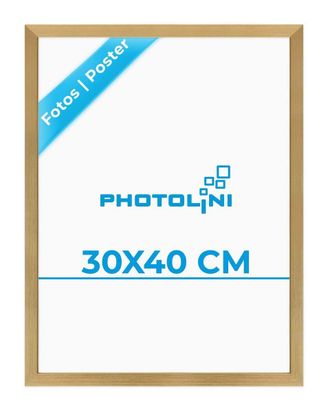 Photolini Bilderrahmen 30x40 Holz MDF Gold, Bilderrahmen 40x30 cm, Picture Frame mit bruchsicherem Acrylglas, Rahmen 30 x 40 zum Aufh&auml;ngen, extra Zubeh&ouml;r - Rahm