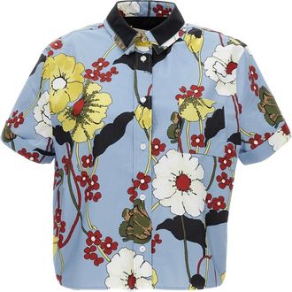 Marni Femme, Blouses et Chemises, Multicolore, Taille: 36 FR Boxy Floral Cotton Shirt