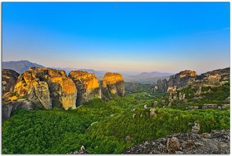 Wallario Outdoor-Poster f&uuml;r Garten oder Balkon Griechische Berglandschaft, Motivbanner Gr&ouml;&szlig;e: ca. 60 x 90 cm, Outdoor-Bild