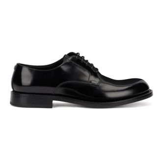 Dolce & Gabbana Derby Mokassin aus gl&auml;nzendem Leder - - Shoes - Herren - Schwarzk - 41 EU