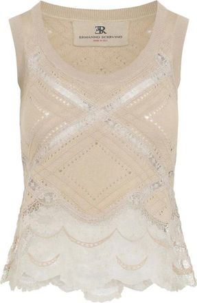 Ermanno Scervino Femme, Tops, Blanc, Taille: 38 FR Haut Tricot Sans Manches