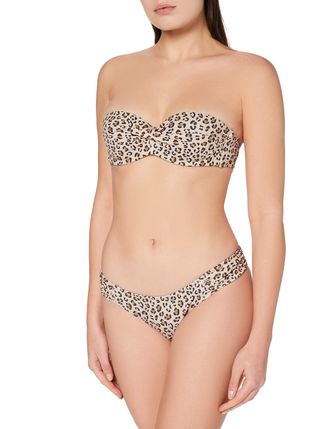 Iris & Lilly Damen Bikini-Set, Beige Tiermuster, 36