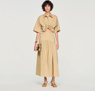 Sandro Langer Baumwollrock mit Strass