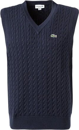 Lacoste Herren Pullunder blau Bio-Baumwolle unifarben