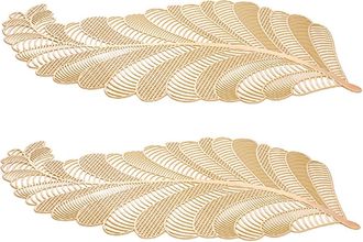 Hemobllo Toyvian 2 St&uuml;ck Hitzebest&auml;ndiges Tischset aus PVC im Europ&auml;ischen Stil Platzsparende Esstischmatten in Gold rutschfeste K&uuml;chen Tischsets zum Schutz vo