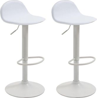 Clp Lot de 2 tabourets de bar design Lana V2 similicuir Blanc Blanc