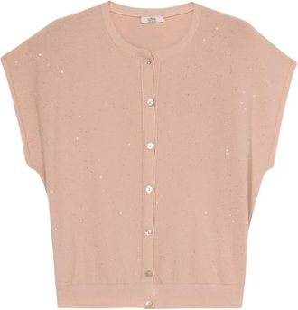 Oltre Femme, Pulls, Rose, Taille: 38 FR Gilet Court &agrave; Sequins