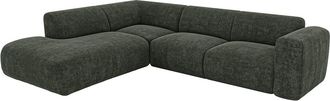 Vente-Unique Gro&szlig;es Ecksofa - Ecke Links - melierter Stoff - Gr&uuml;n - POGNI von Maison C&eacute;phy