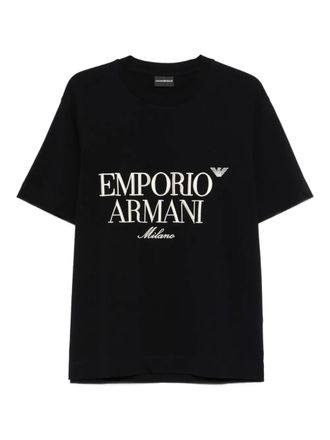 Emporio Armani T-Shirt mit Logo-Stickerei - Schwarz