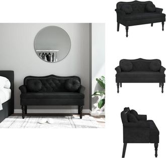 vidaXL Sitzbank mit Kissen Schwarz 120,5x65x75 cm Samt - Samtsofa - Wohnzimmersofa - Couch Schwarz - Bequeme Sitzbank - Sofa Mit Kissen