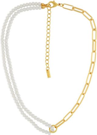 Dansk Copenhagen Audrey Collier Court Double Perle Mix - Femme - Accessoires - Jaune - Taille: ONE Size