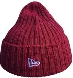 New Era Bonnet Unisexe Ne Rib &agrave; Revers Court, Rouge fonc&eacute;, Taille Unique