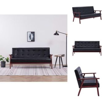 vidaXL Vidaxl - Sofa 3-Sitzer Schwarz Kunstleder - Sofas - Couch - Ledercouch - Design Sofa - Wohnzimmer M&ouml;bel