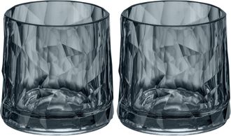 Koziol Superglas Club No. 2, 2 Stück, 250 ml, Whiskeyglas aus kristallklarem Kunststoff, luxuriös, unzerbrechlich, wiederverwendbar, Party, Camping, 2er Set 