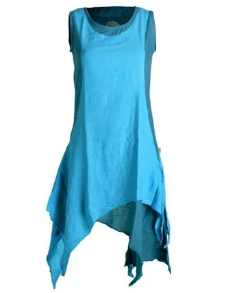 vishes Sommerkleid &Auml;rmelloses Lagenlook Kleid handgewebte Baumwolle Goa, Boho, Hippie Style