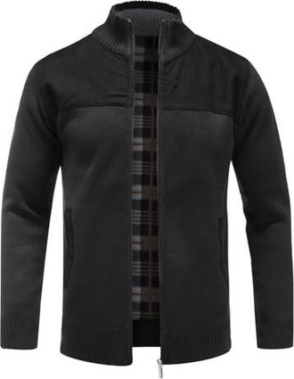 AlltheMen Cardigan Zippé Homme à Manches Longues Veste Casual Chaud Col Montant Sweater en Maille Invernale Vert 3XL