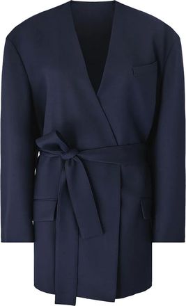 The Attico Femme, Manteaux, Bleu, Taille: 36 FR Manteau crois&eacute; en laine bleue &agrave; col en V