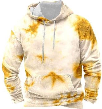 Generic Sweat a Capuche Homme Sweatshirt Hooded Sweats &agrave; Capuche Sportif Homme Tie-Dye Imprim&eacute; pour Un Look D&eacute;contract&eacute; et Confortable