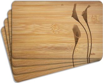 Wallario 4er Set Frühstücksbrettchen aus Holz, Holzunterlage, Holzbrettchen Callas, Größe 22 x 14 cm