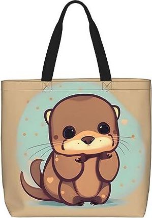 Generic Loutres Mignonnes Sac Cabas R&eacute;utilisable Tote Bag L&eacute;ger Sac A Main Femme Pour Plage Universit&eacute; Gym