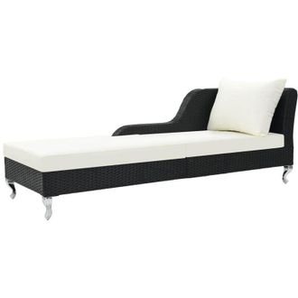 vidaXL Vidaxl - Chaise longue avec coussin R&eacute;sine tress&eacute;e Noir