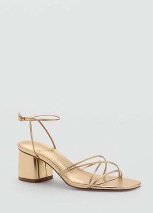 Mango Sandal mit Absatz und gekreuzten Riemen gold - Damen - 35 - MANGO