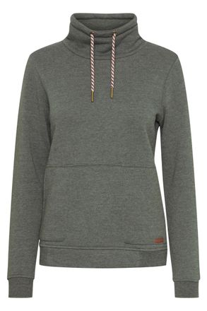 Oxmo OXVimpa Damen Sweatshirt Pullover Sweater mit Tube-Kragen, Größe:XS, Farbe:Climbing Ivy Melange (1903071)