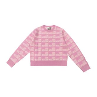 Love Moschino Pull en laine &agrave; col rond - Femme - Pulls - Rose - Taille: 36 FR