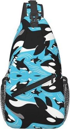 Generic L&eacute;ger Sacoche Bandouliere Mignonne orque bleue Art Sac Bandouli&egrave;re Durable Crossbody Bag pour &eacute;cole Camping Femme