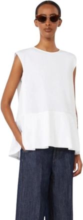 Max Mara Femme, Tops, Blanc, Taille: 36 FR Haut en Popeline de Coton