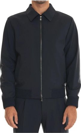 HUGO BOSS Woll Bomberjacke mit elastischem Bund - - Jackets - Herren - Blau - 2XL