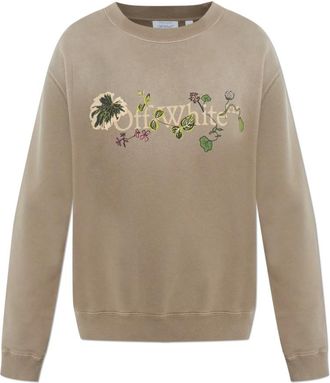 Off-white Femme, Sweatshirts et sweats &agrave; capuche, Beige, Taille: 42 FR Logo SweaT-shirt