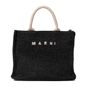 Marni Femme, Sacs, Noir, Taille: ONE Size Sac à Main Noir avec Effet Rafia
