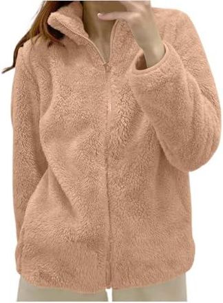 Generic Vestes dhiver en polaire pour femme - Chaud et doux - Couleur unie - Manches longues - Fermeture &eacute;clair int&eacute;grale - &Eacute;l&eacute;gant cardigan &agrave; revers - Pour l