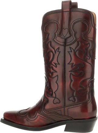 Ganni Femme, Chaussures, Rouge, Taille: 37 EU Bottes Western Mi-Mollet Brod&eacute;