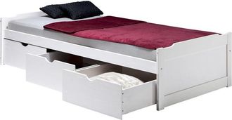 IDIMEX Lit fonctionnel en pin mia, 90 x 200 cm, lasuré blanc