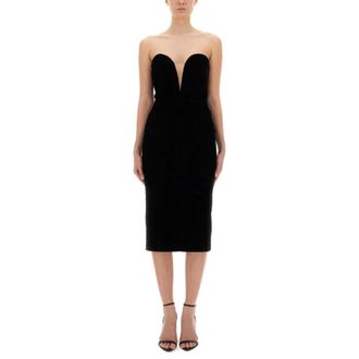 Tom Ford Tr&auml;gerloses Cocktailkleid aus Samt - - Dresses - Damen - Schwarzk - XS