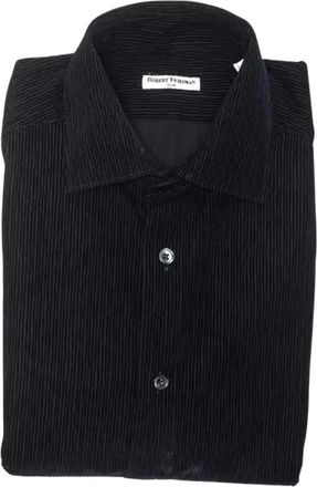 Robert Friedman Homme, Chemises, Noir, Taille: M Chemise habill&eacute;e c&ocirc;tel&eacute;e en velours c&ocirc;tel&eacute;