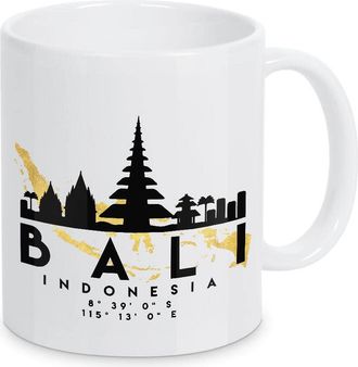 artboxONE Tasse Bali Indonesia Skyline MAP Art von Emiliano Deificus - Kaffeetasse Städte