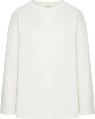 Max Mara Femme, Sweatshirts et sweats &agrave; capuche, Blanc, Taille: 40 FR SweaT-shirt de Luxe en Soie et Coton