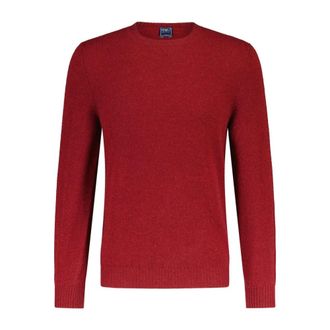 Fedeli Homme, Pulls, Rouge, Taille: 3XL Pull en cachemire &agrave; col rond et ourlet c&ocirc;tel&eacute;
