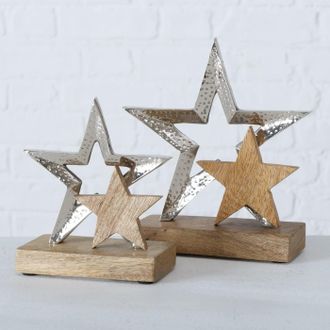 Boltze Dekostern-Aufsteller Banja, im 2-teiligem Set, aus Holz und Aluminium