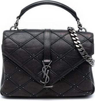 Saint Laurent Hobo Bags - Medium Quilted Diamond Iridescent Calfskin Monogra - Gr. unisize - in Schwarz - f&uuml;r Damen
