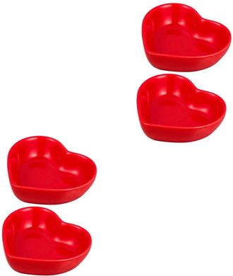 Cabilock 4 Stück Herzförmiges Saucenteller-Set Snackschale gemüseschale Keramik-Schälchen für Gewürze Keramik-Dipschale Dip-Schüssel aus Keramik Schale in Herz